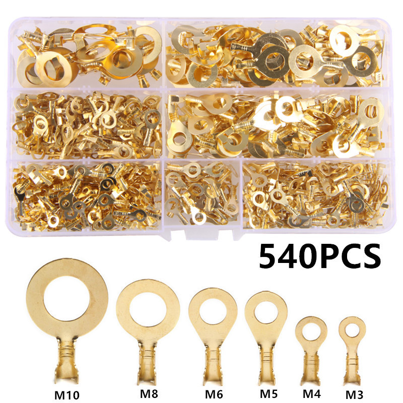 ♣150/300/540PCS M3/M4/M5/M6/M8/M10 Ring Lugs Eyes Copper Crimp ...