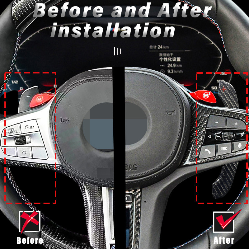 -Carbon Fiber Steering Wheel Shifter Paddle Shifter Extension For BMW ...