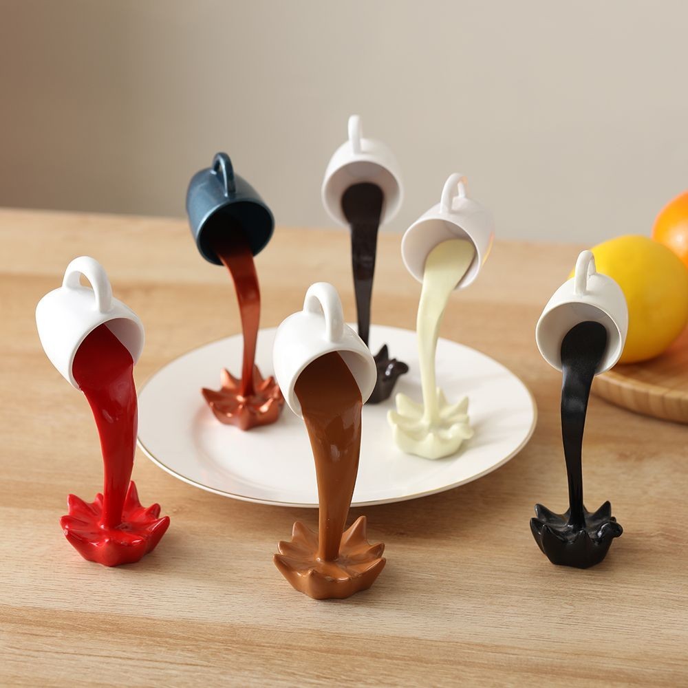 ♀Creative Floating Coffee Cup Sculpture Kitchen Decor Spilling Magic ...