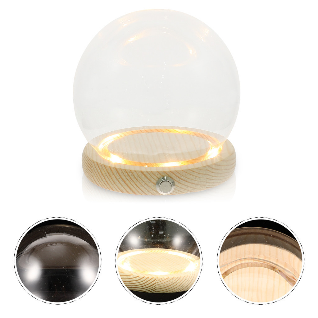Vase Hand-Made Glass Cover Dome Cloche With Wooden Base Transparent ...