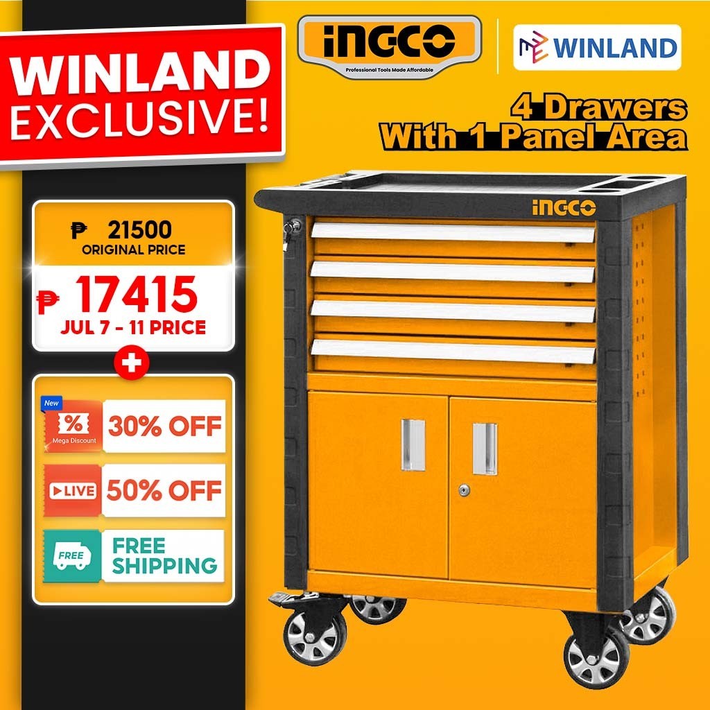 Ingco by Winland Roller Tool Cabinet Organizer with 4pcs Drawers ...
