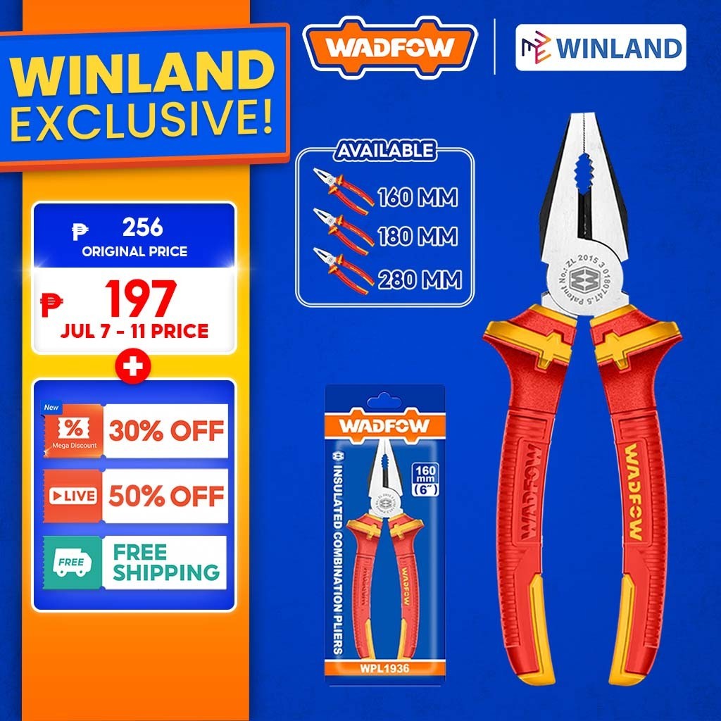 Wadfow by Winland 6, 7, 8 inch Heavy Duty Insulated Combination Pliers ...