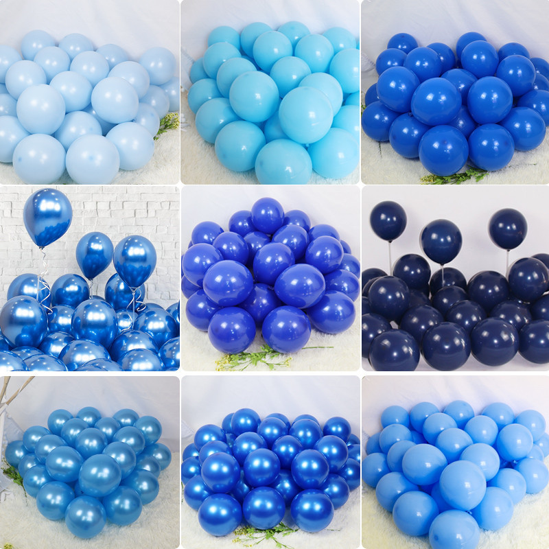 50pcs 12inch Metallic Blue Macaron Blue Latex Balloon Set Wedding ...