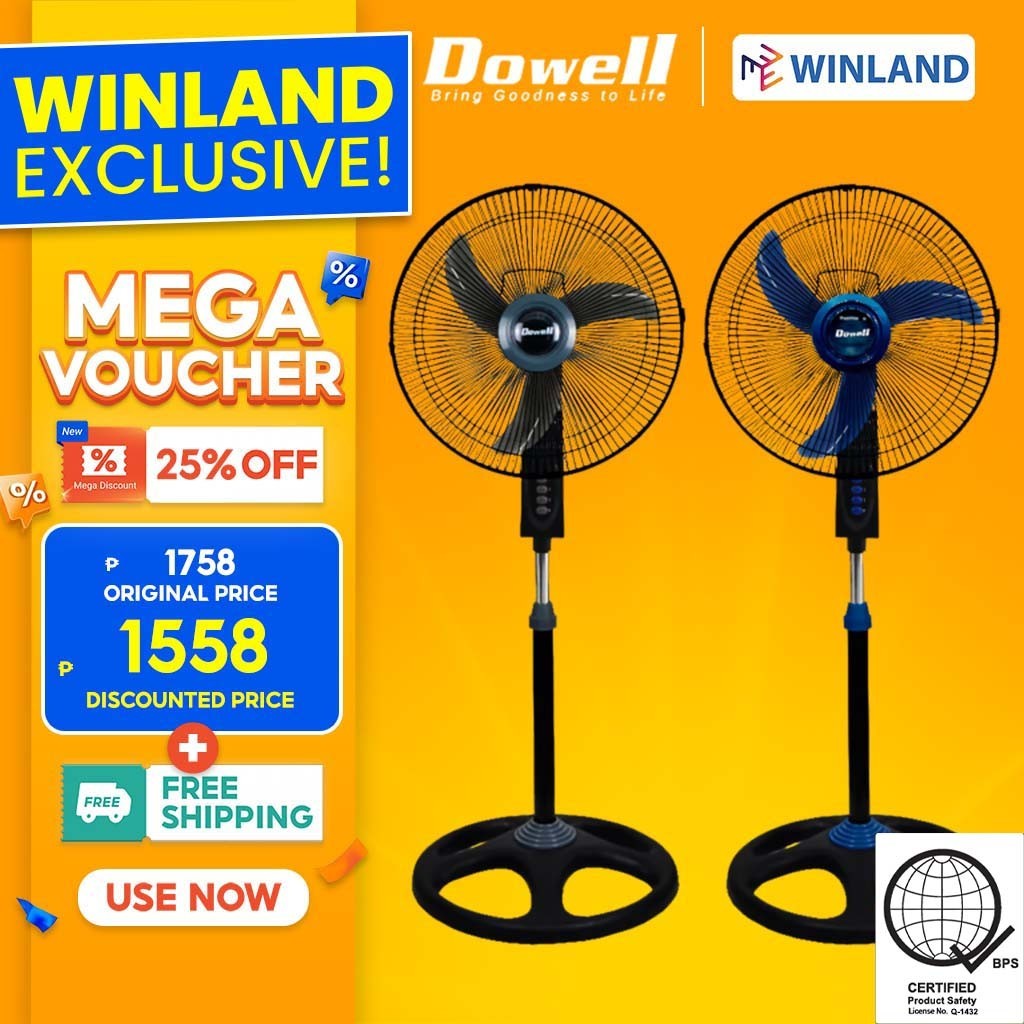 Dowell by Winland 16 inch 3-leaf banana type blade Stand Fan | Electric ...