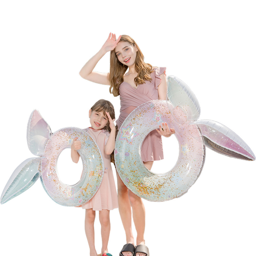 Summer Mermaid Tail Confetti Sequin Pool Floaties with Handles Swim ...