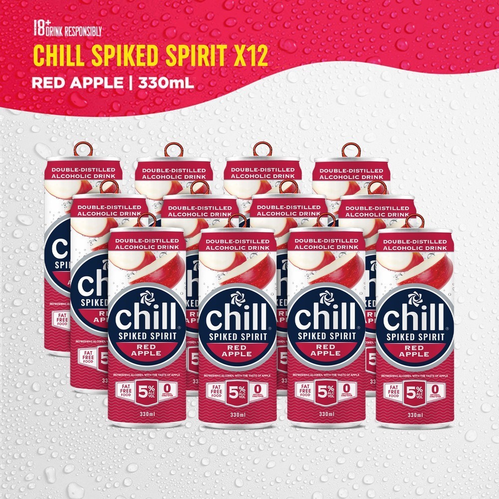 CHILL SPIKED SPIRIT 330ml RED APPLE 12 Pack Flavored Alco Juice 5% ...