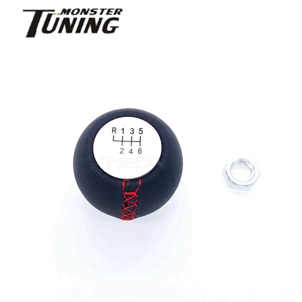 Tuning Monster 5 / 6 Speed Real Leather Red Stitch Gear Shift Knob ...