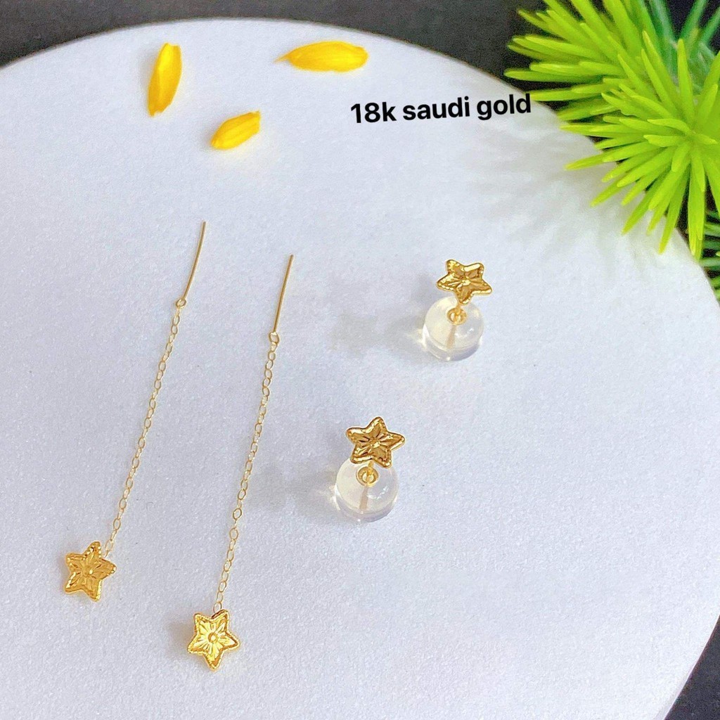 Pawnable 18k Saudi Gold STAR Design Tic Tac or Stud Earrings | Shopee ...