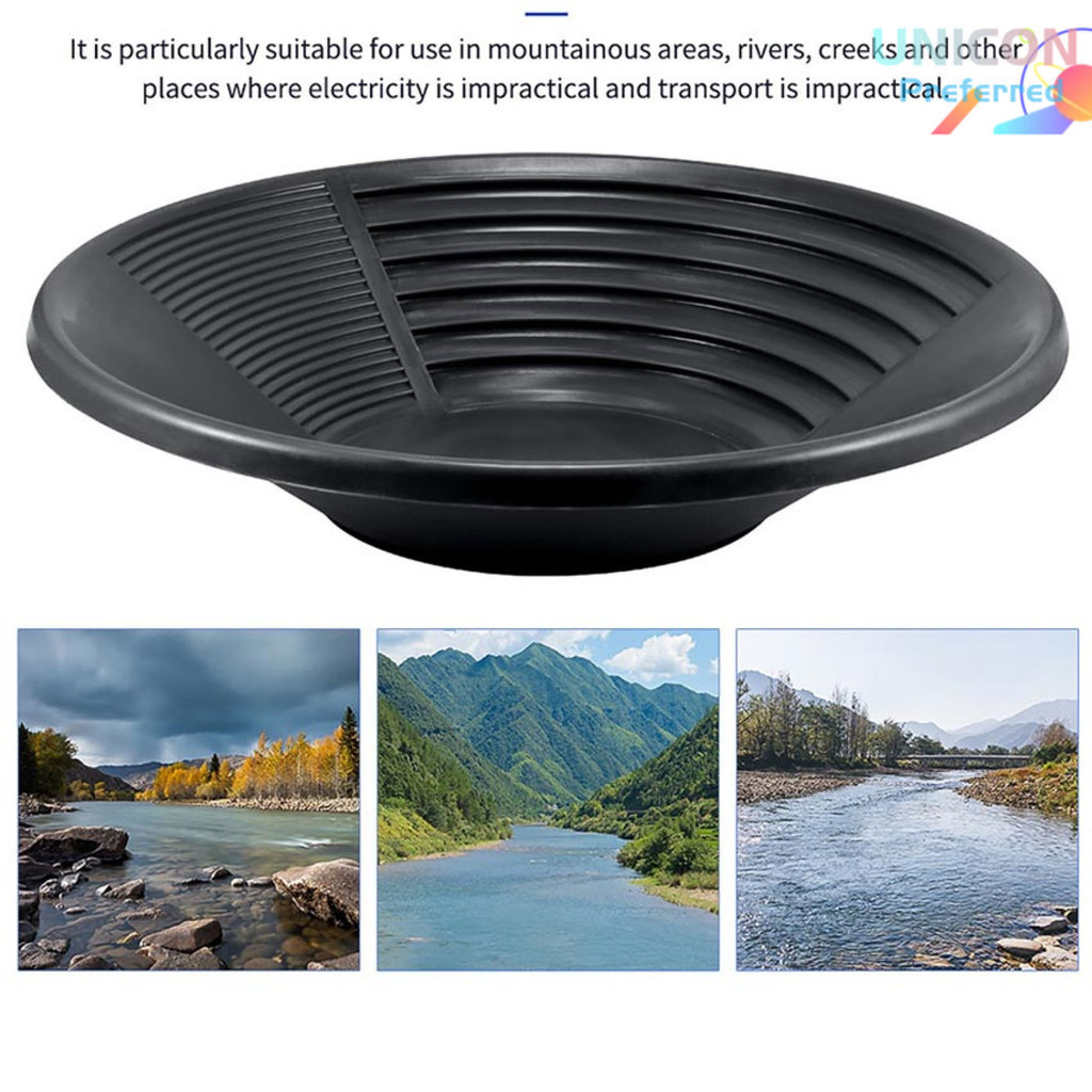 Gold Panning Plate 15inch Large Capacity Gold Pan Black Portable Gold ...
