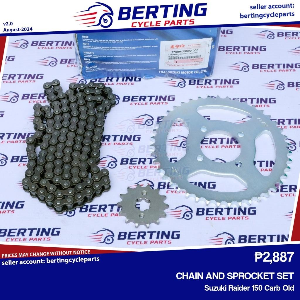 SGP CHAIN AND SPROCKET SET Suzuki Raider 150 Carb Old Genuine 27000 ...