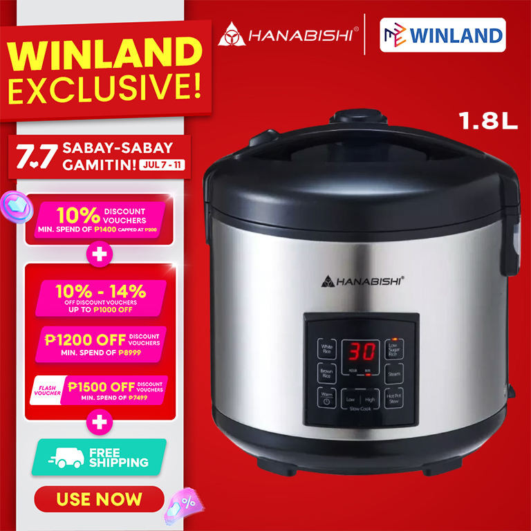 Hanabishi by Winland Low Carb/Sugar Rice Cooker 1.8L serves 10 cups ...