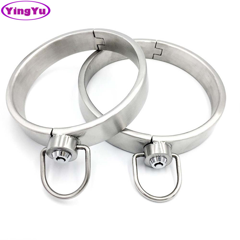 ~Heavy Stainless Steel Press Lock Neck Collar Restraints Fetish Slave ...