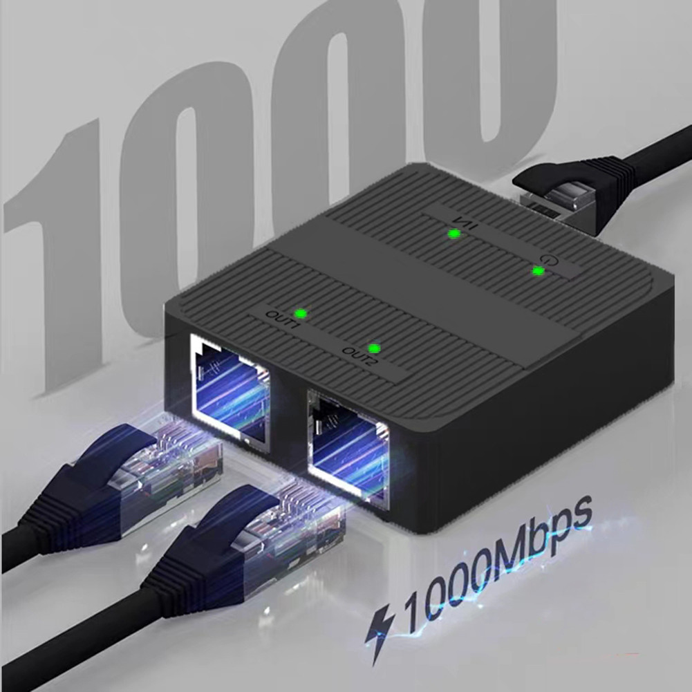 ★RJ45 Switch 1 To 2 Ways Lan Ethernet Splitter 1000Mbps Internet ...