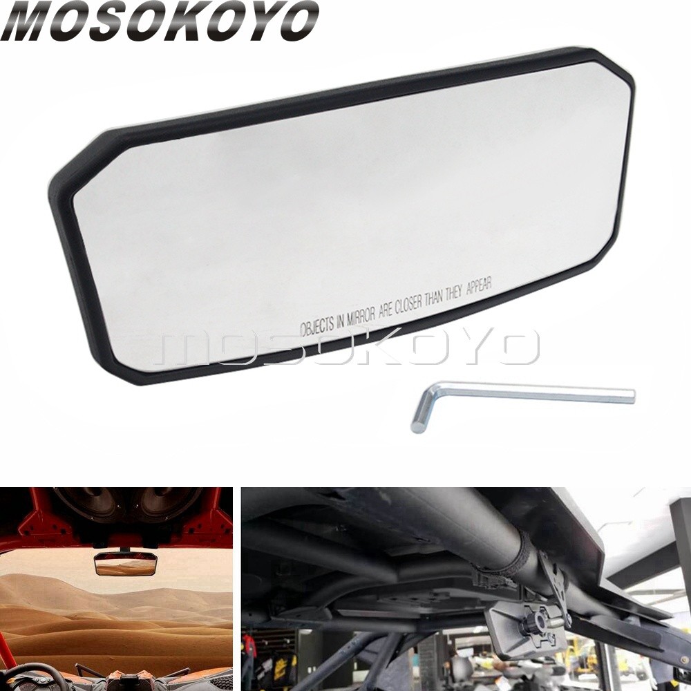 UTV Center Rear View Mirror Roll Cage Adjustable Extra-wide Convex Rear ...