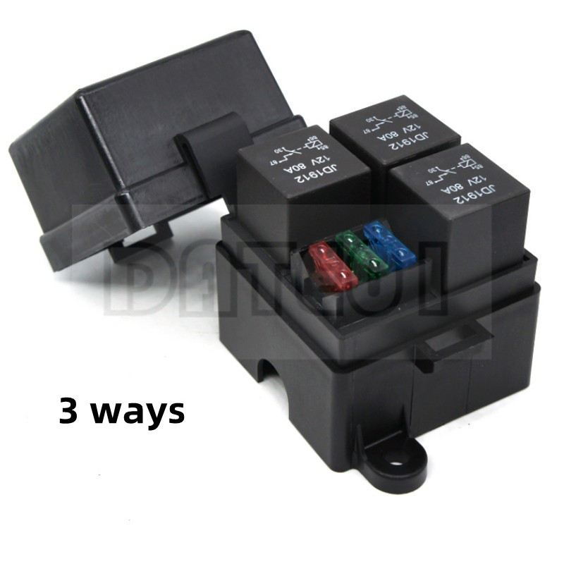 Car Relay 3-Way Fuse Box Terminal Link 12V 24V Relay Spot Light Refit ...