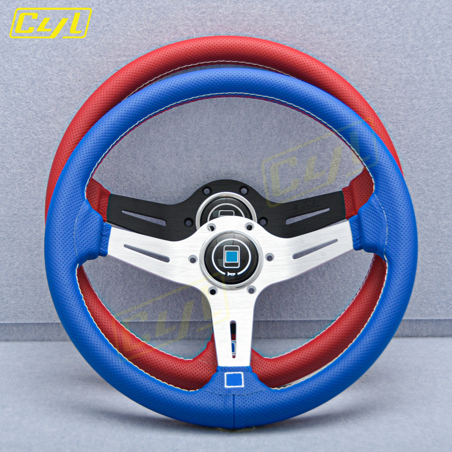 ☂JDM Racing Sports Steering Wheel Universal 14inch Red Blue Sim Racing ...