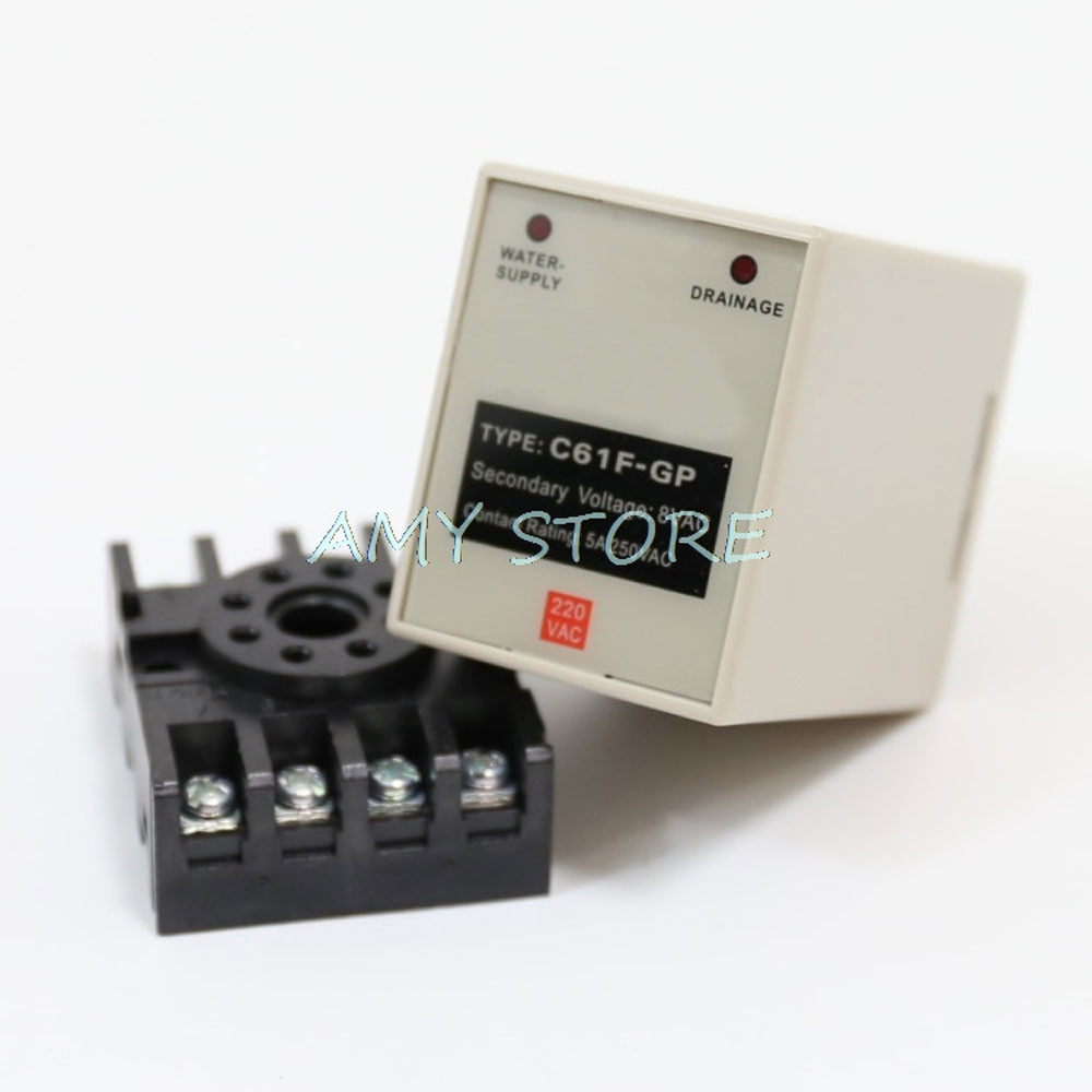 C61F-GP AC 220V 50/60 Hz 8 Pin Liquid Floatless Water Level Switch Relay Controller With socket ...