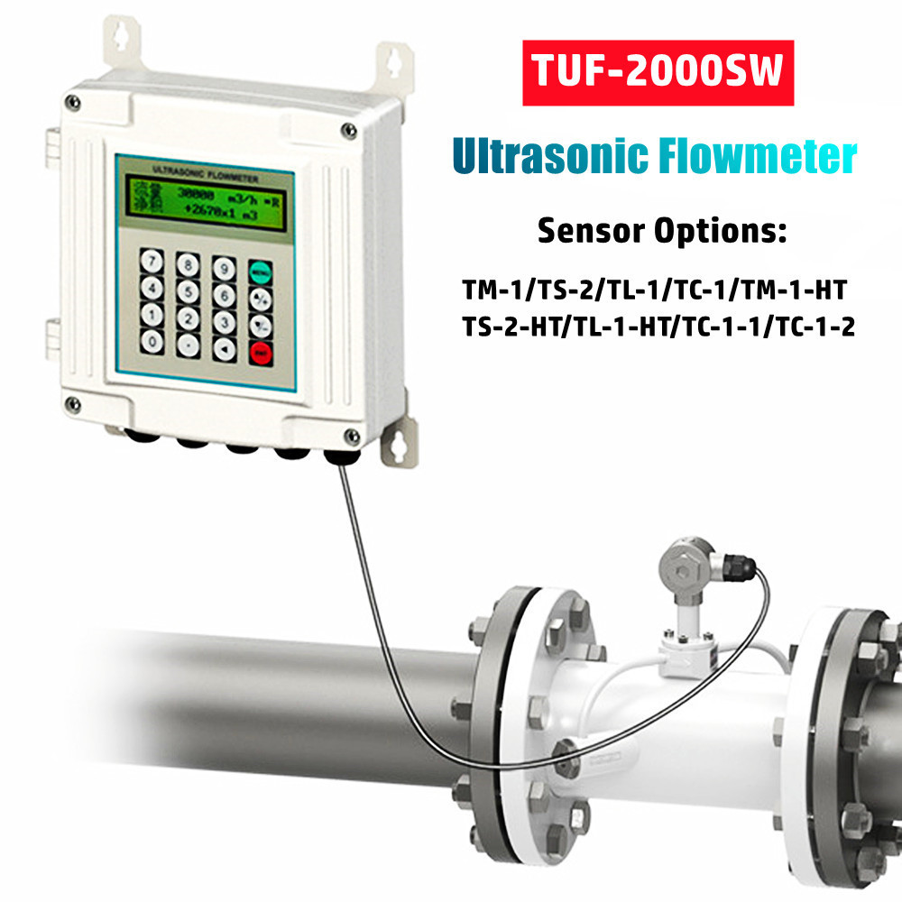 ⋚TUF-2000SW Ultrasonic Flow Meter TS-2/TM-1/TL-1 Sensor Liquid Flow Meter Wall-Mounted 4-20mA M ...