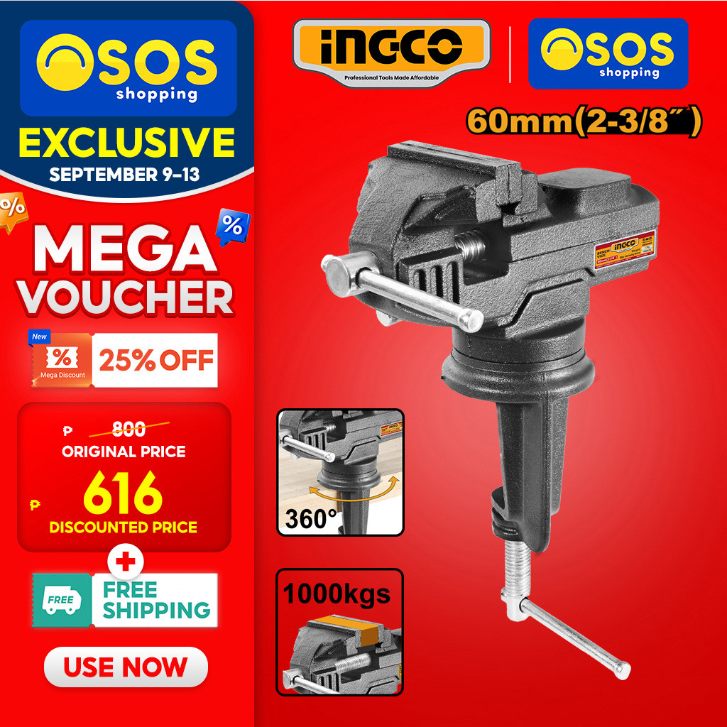 INGCO Bench Vise with Anvil 60mm HBV082 •OSOS• | Shopee Philippines