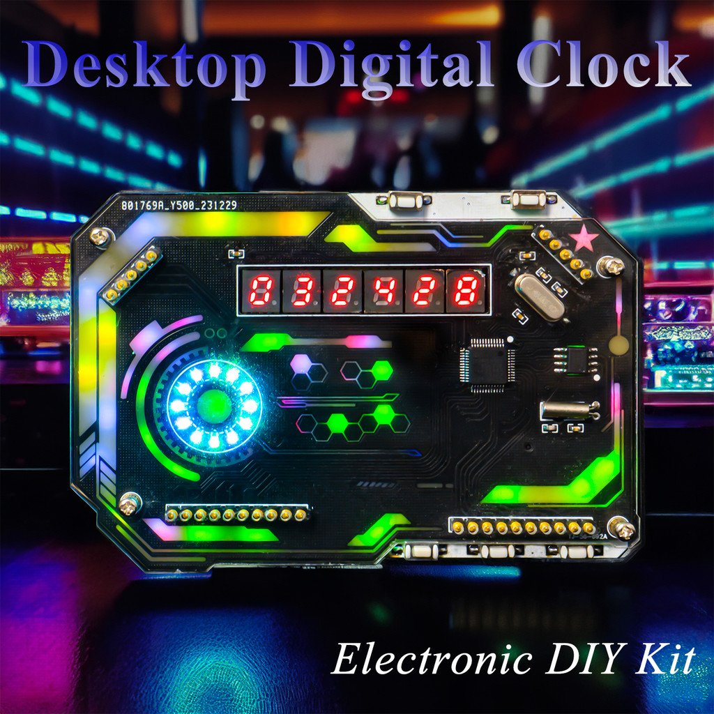 ⋌Desktop Digital Clock Electronic DIY Kit Cyberpunk Creative Clock ...
