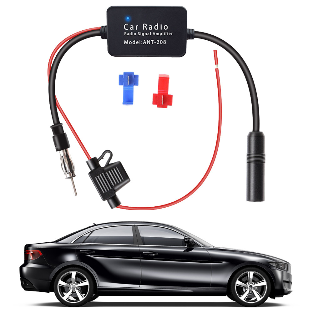 ⓞ12V FM Signal Booster Antenna Amplifier AM FM Radio Anti-interference ...