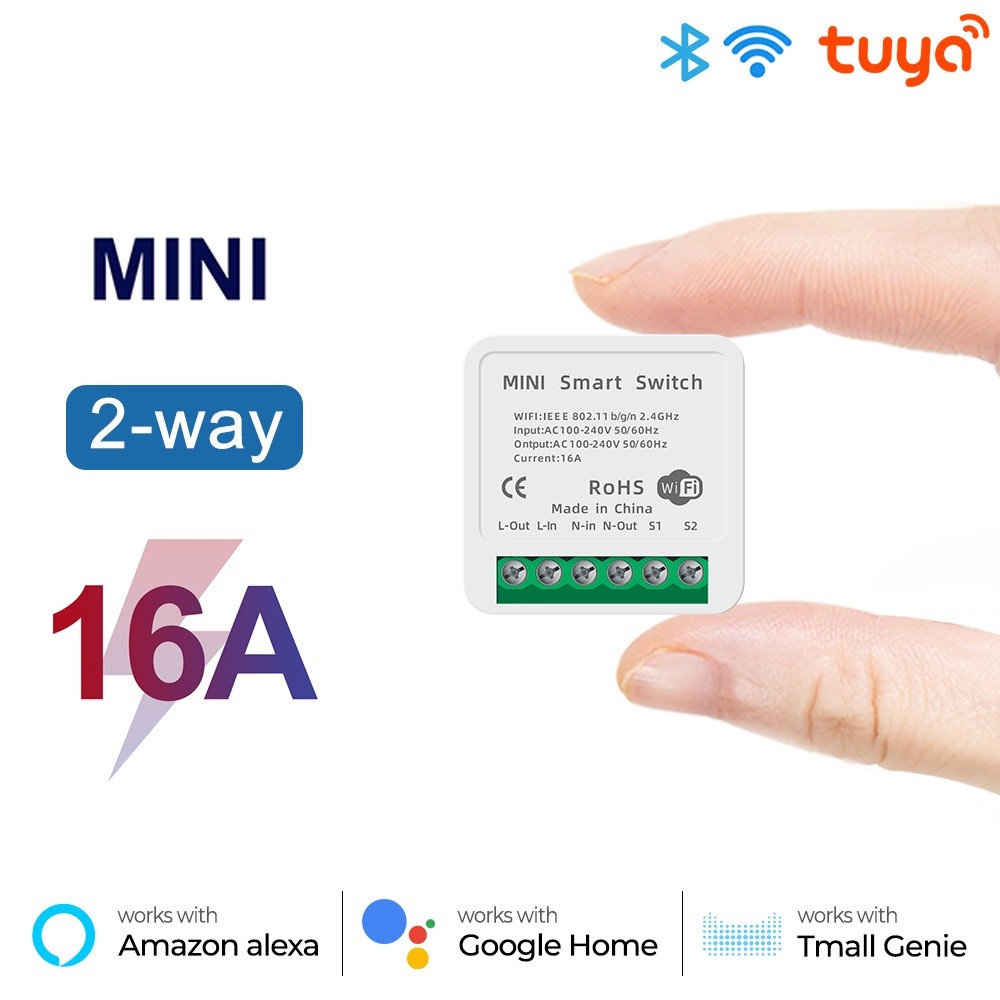 Tuya Universal 16A Mini DIY Smart Switch Wifi Smart Life For 2 Way ...