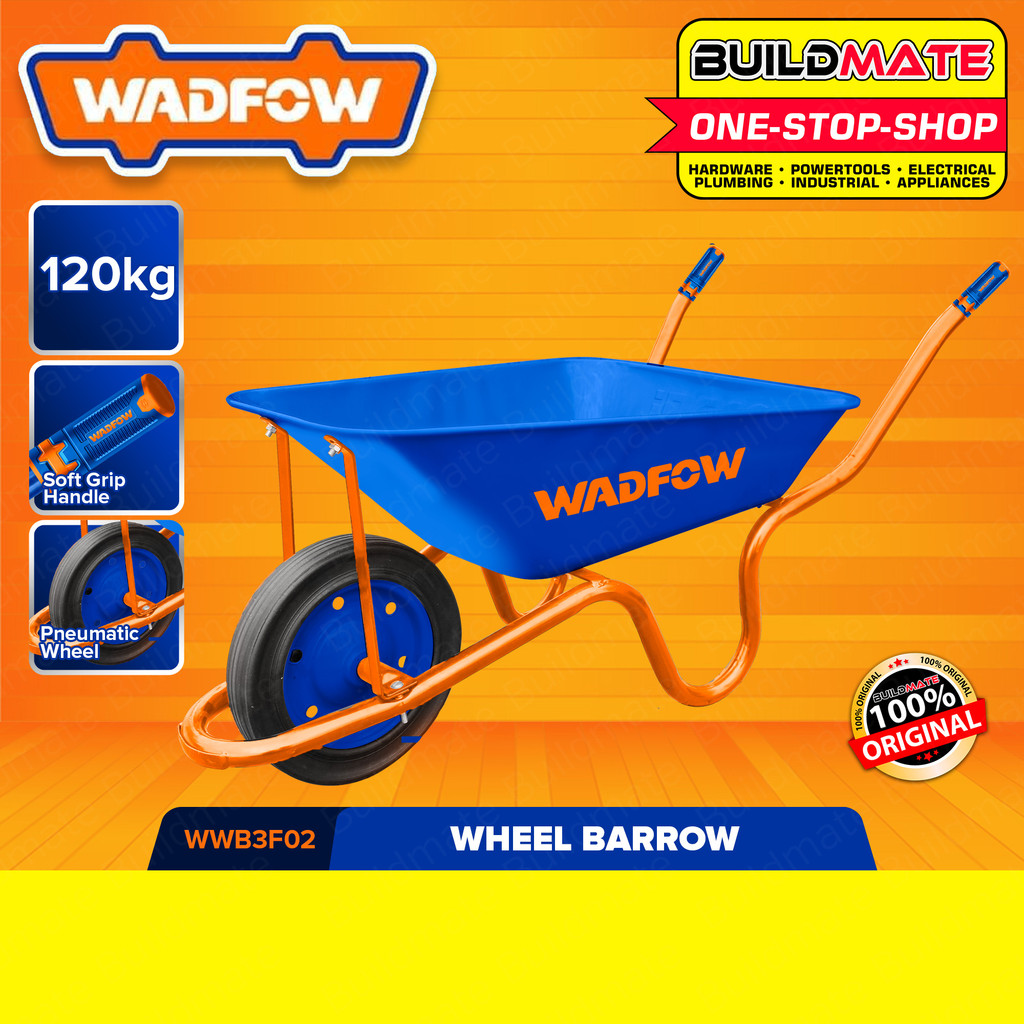 WADFOW Wheel Barrow 120KG Solid Wheel Garden Cart Wheelbarrow Heavy ...