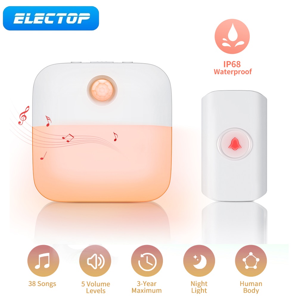 ELECTOP Wireless Buzzer Doorbell Smart Home Waterproof 250m Remote ...