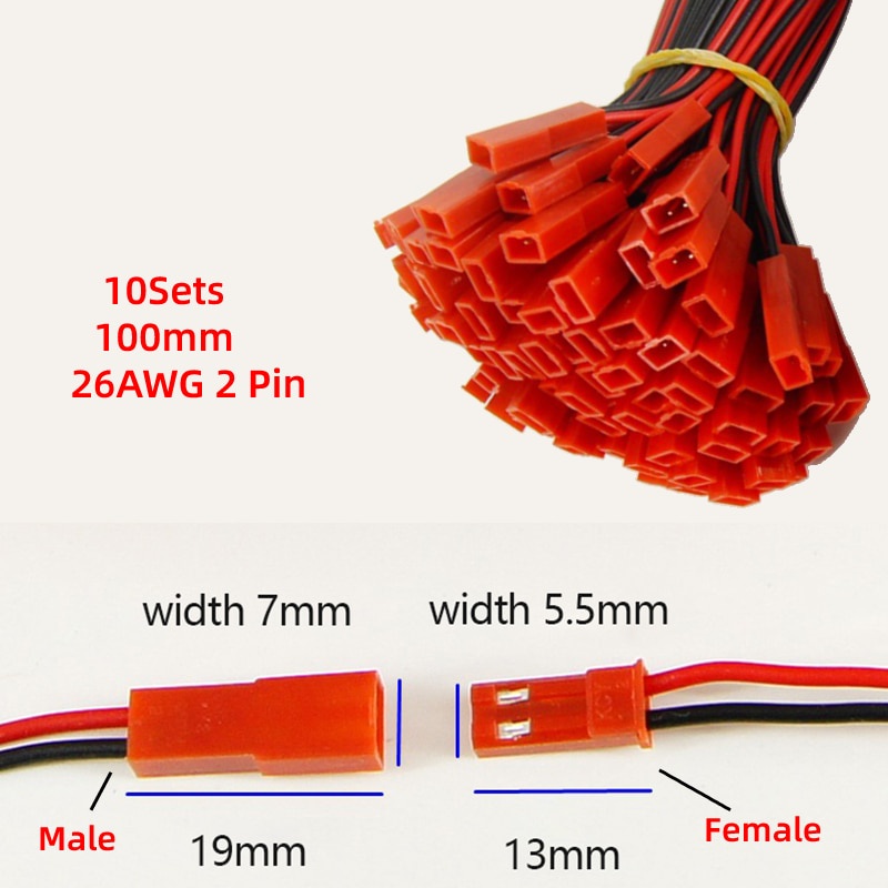 10Sets 2 Pin 100MM 26AWG Micro Mini JST Connector Male Female Plug Wire Cable Socket For RC Lipo ...