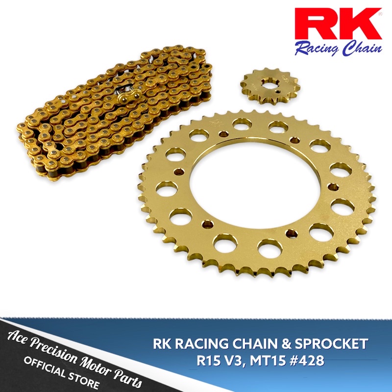 ♀ RK CHAIN & SPROCKET SET R15 V3/ MT15/ XSR155 #428 LIGHTENING HOLE ...