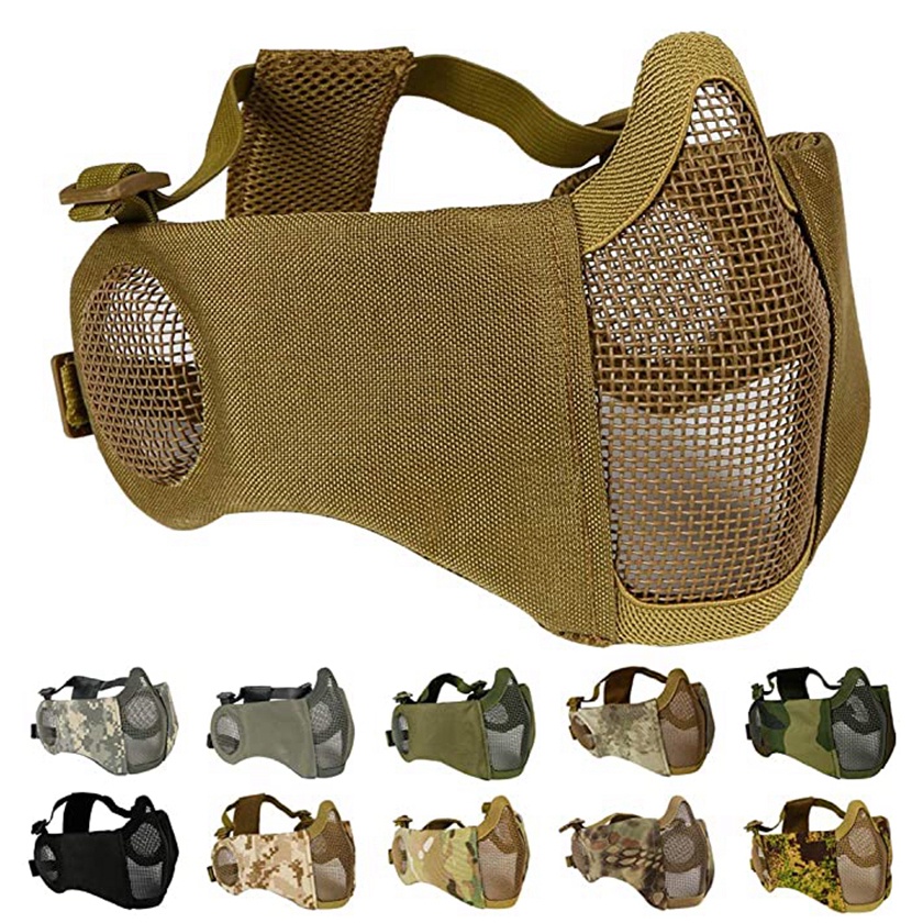 Tactical Half Face Mask Outdoor Field Wargame Combat Masks with Ear ...