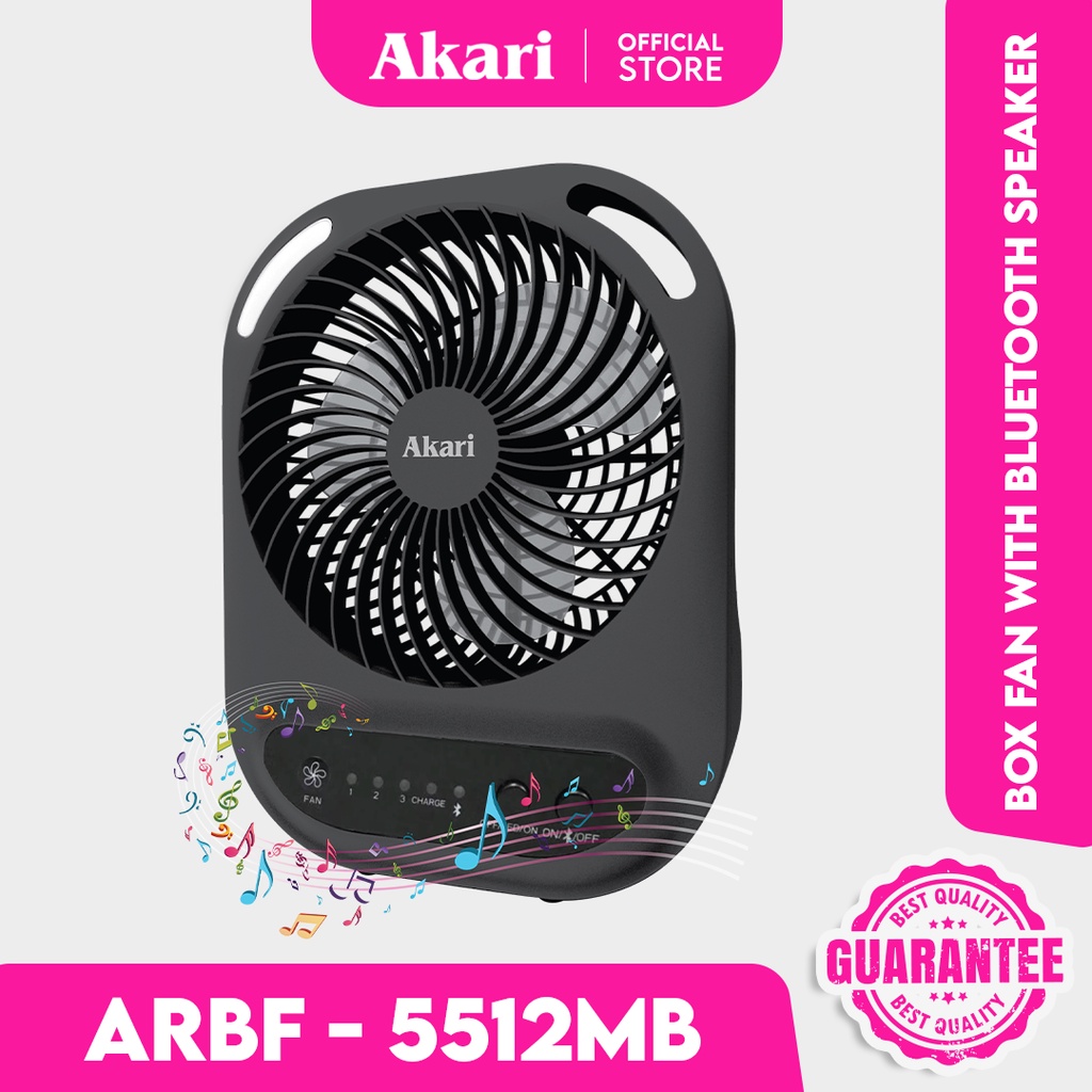 AKARI (ARBF-5512MB) LED Bluetooth Music Box Fan 6-inch | Shopee Philippines