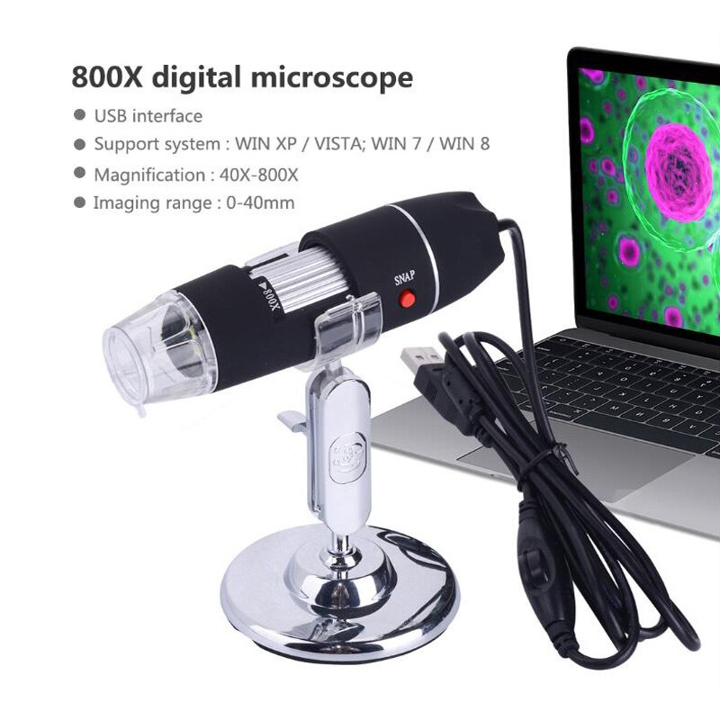800X 8 LED Digital Microscope USB Endoscope Zoom Camera Magnifier ...