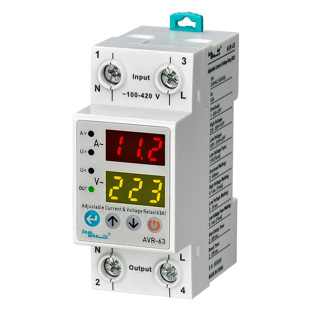 Samwha-Dsp AVR-XX Dual Display Adjustable Voltage and Over-current Protection Relay 40A,63A ...
