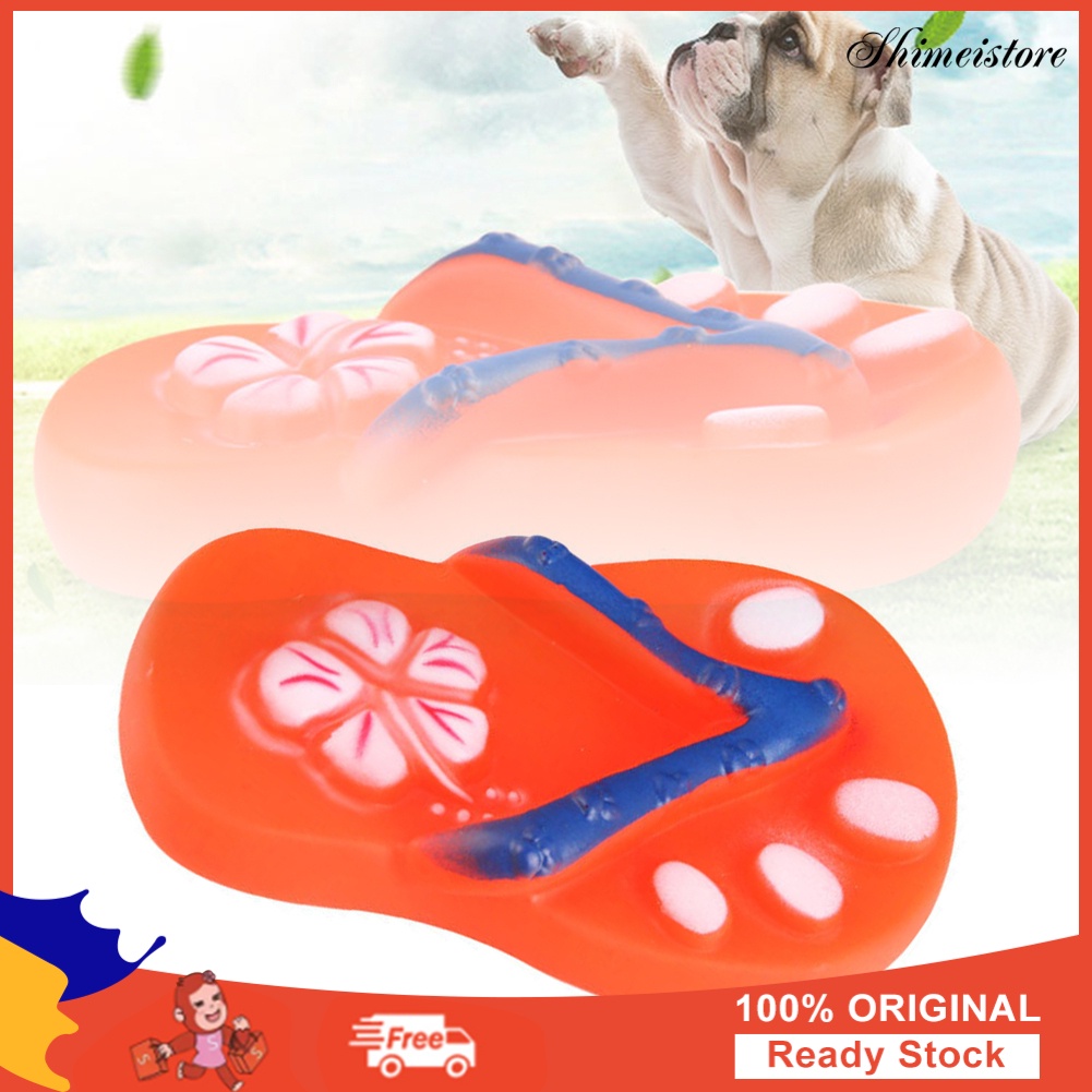 SM 🍀Puppy Sandals Shape Vinyl Flip Flops Dog Cat Pet Squeaky Chewing ...
