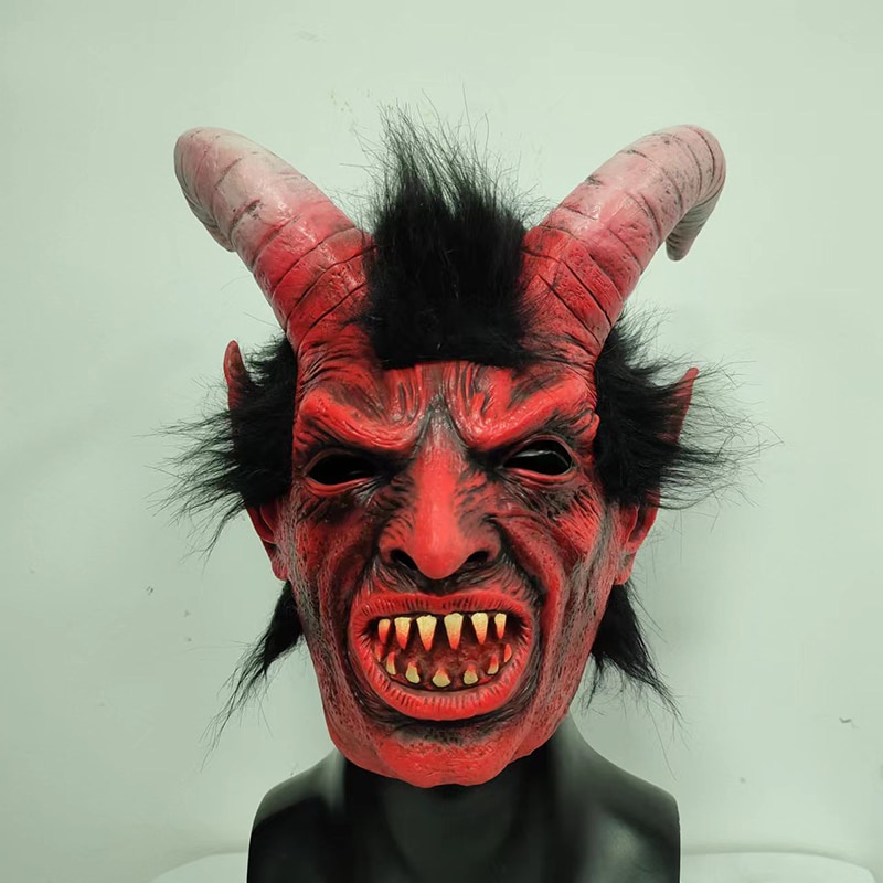 Latex Face Lucifer Mask Cosplay Halloween Joker Costume Scary Demon ...
