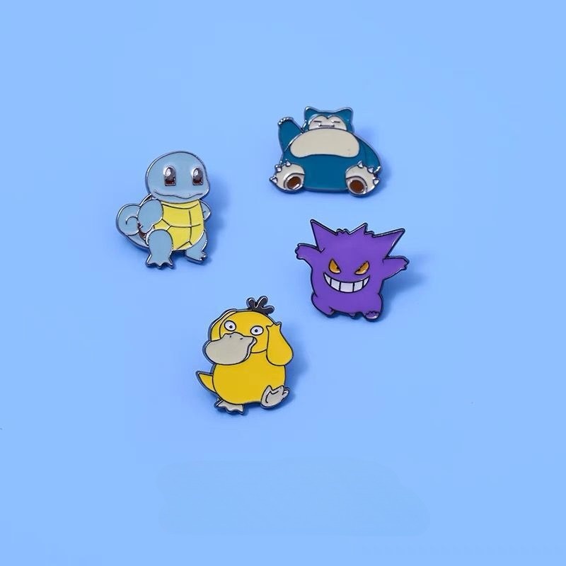 Pokemon Anime Psyduck Snorlax Alloy Brooch Badge Cute Cartoon Squirtle ...
