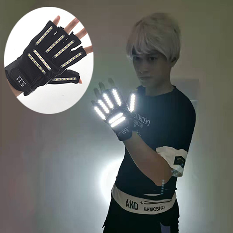 Free Shipping 6 Colors 1pair(=2pcs) Led Gloves Stage Show Props LED ...