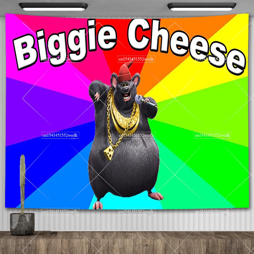 ۞☇Biggie Cheese Meme Tapestry Kawaii Anime Rat Tapestry Wall Hanging ...