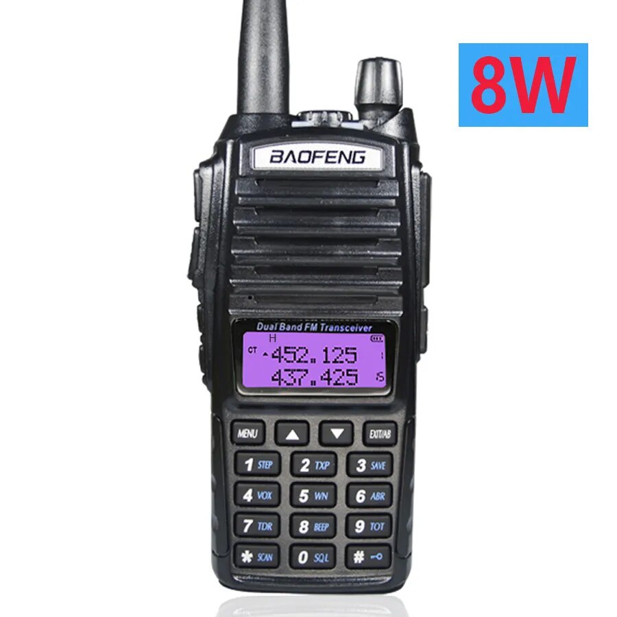Real 8W Portable FM Radio Walkie Talkie Baofeng UV-82 Dual PTT Two-way Vhf Uhf Amateur Radios ...