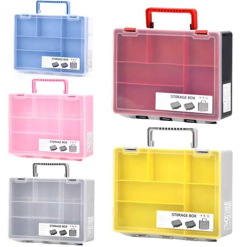 Portable Parts ToolBox Double-Layers Fishing Tackle Box Hardware Screw ...