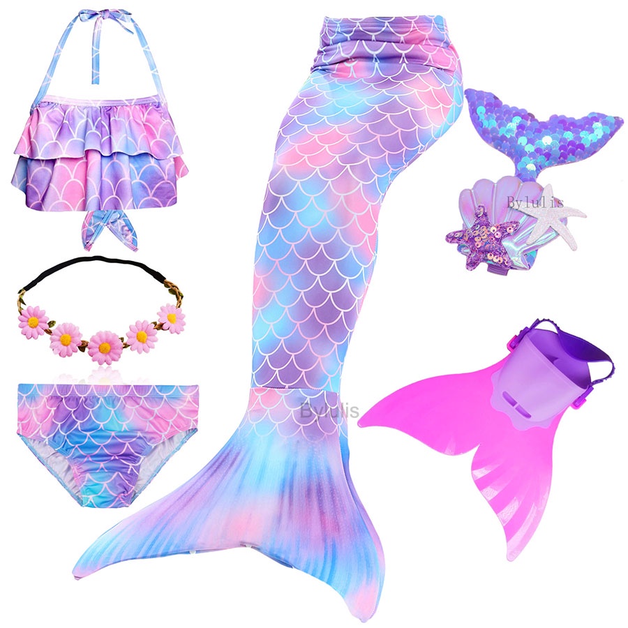 LY Mermaid Tail For Girls Kid Swimsuit Children The Little Mermaid ...