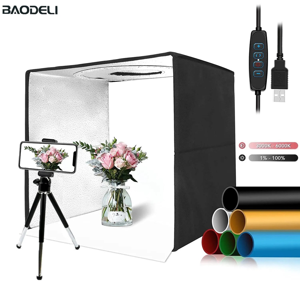 Photography Studio Light Box 12" 30cm Portable Photo Booth Dimmable Table Top Flashery Shooting ...