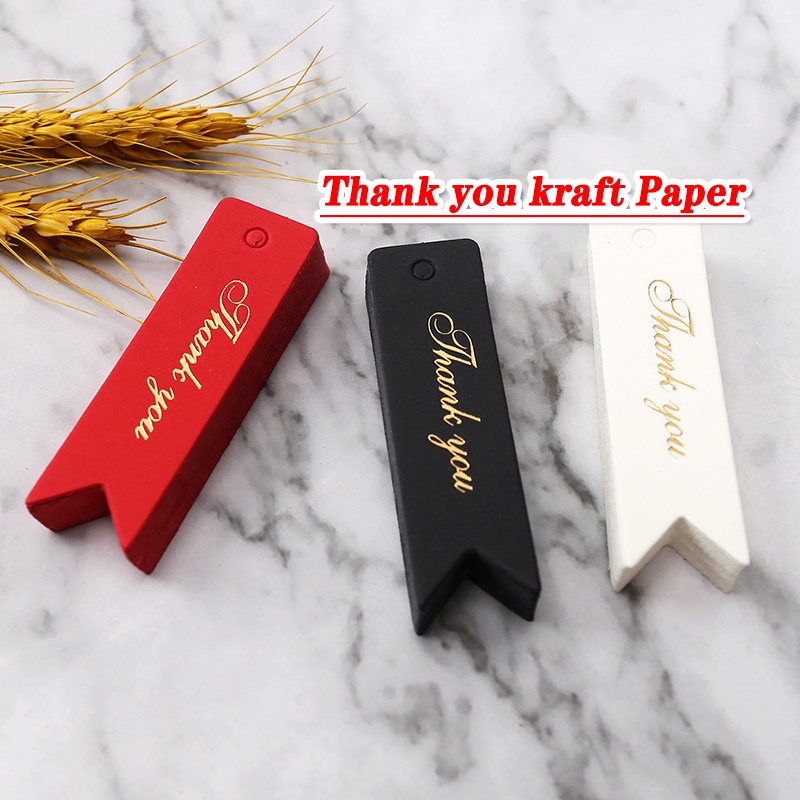 100pcs Bronzing Label Thank You Kraft Paper Baking Small Tag Gift Thank ...