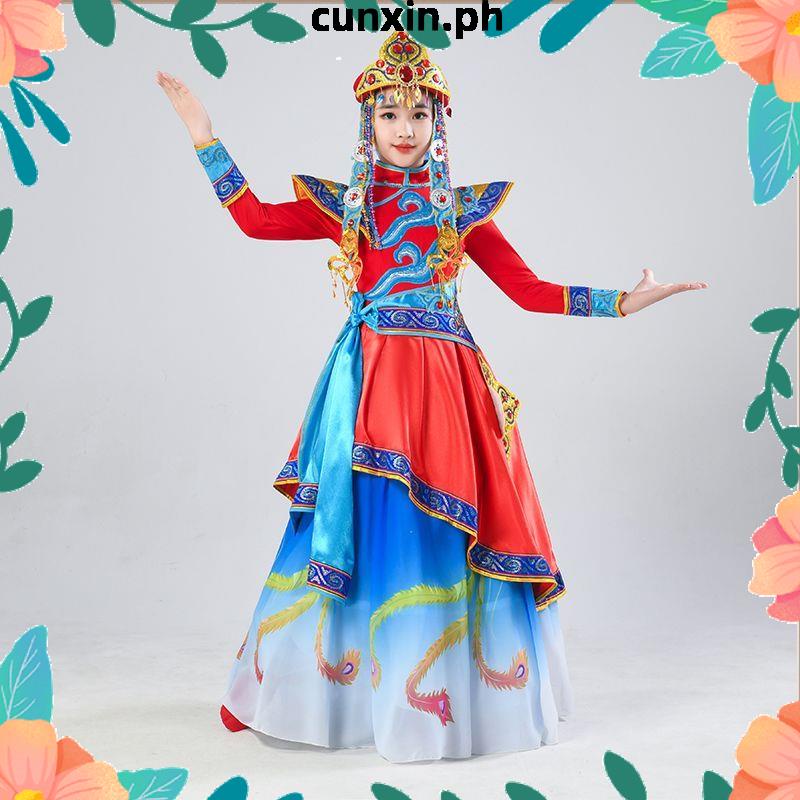 New Mongolian Dance Costume Children Minority Ethnic Girls Mongolian ...
