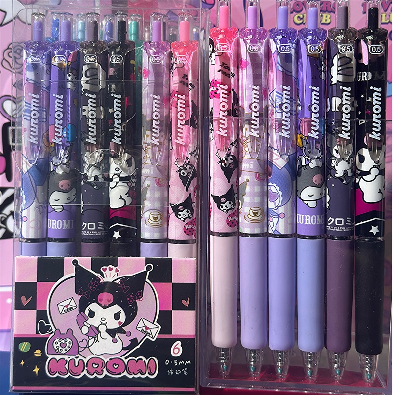 6pcs/set Sanrio Kuromi 0.5mm Pens Black Ink Gel Pen Set Writing Pen ...