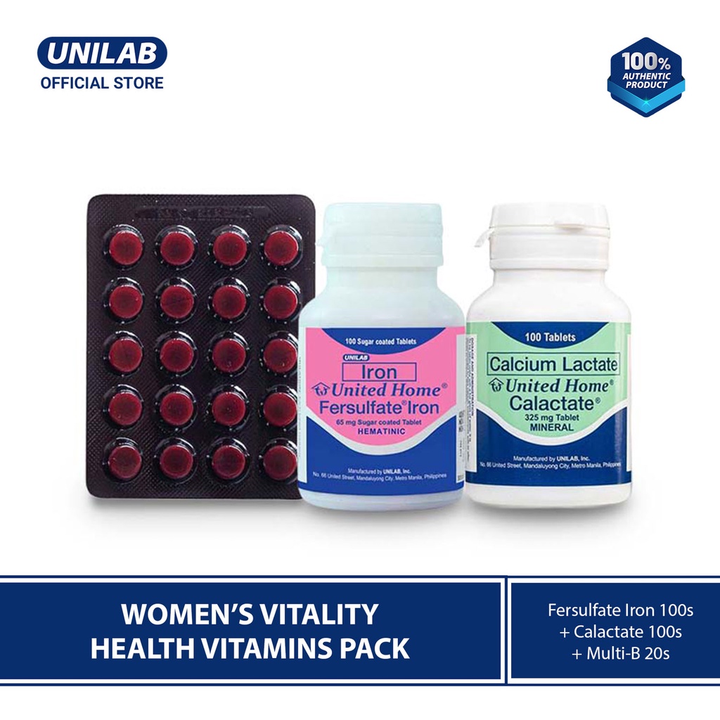 Women’s Vitality Health Vitamins Pack: Fersulfate Iron 100s + Calactate ...