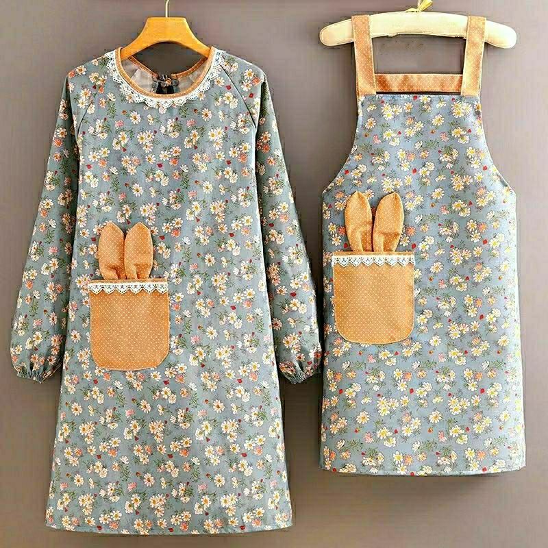☂ ℗Bagong naka-istilong canvas na may mahabang manggas na apron para sa ... ☂ ℗Bagong naka-istilong canvas na may mahabang manggas na apron para sa ...