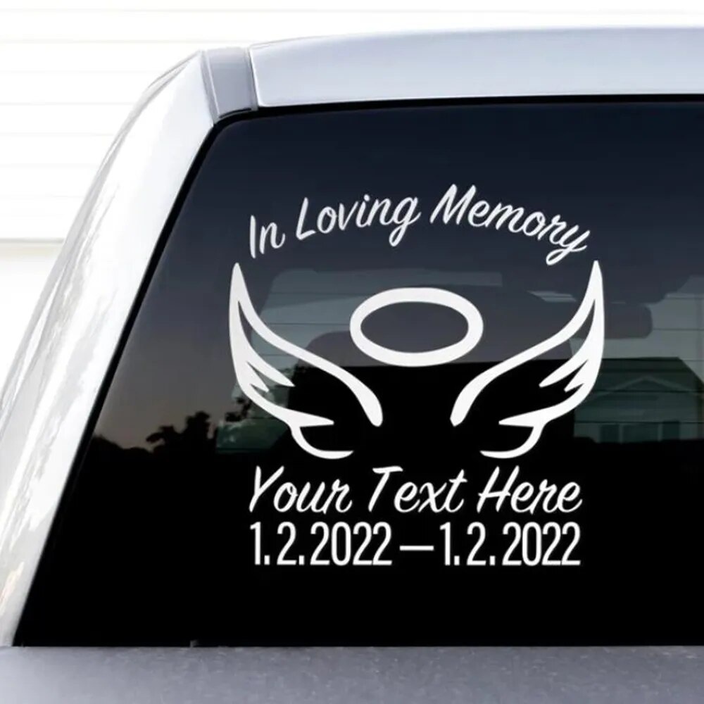 ☆Custom Name Date In Loving Memory Car Sticker Decal Angel Memorial ...