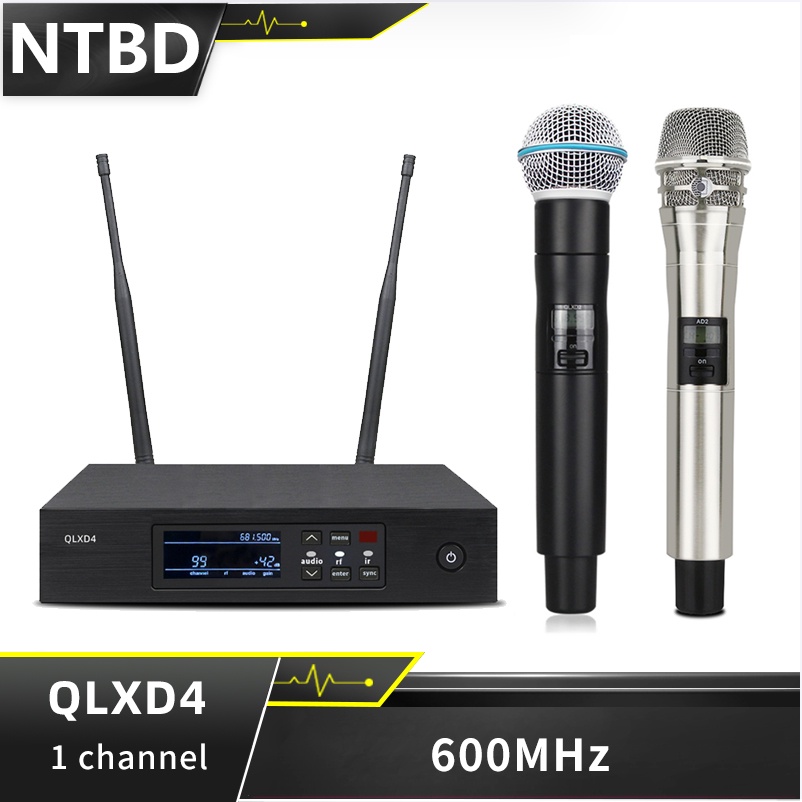 ♨New!NTBD Professional Wireless Microphone QLXD4 UHF Stage Performance Singing Party Handheld ...